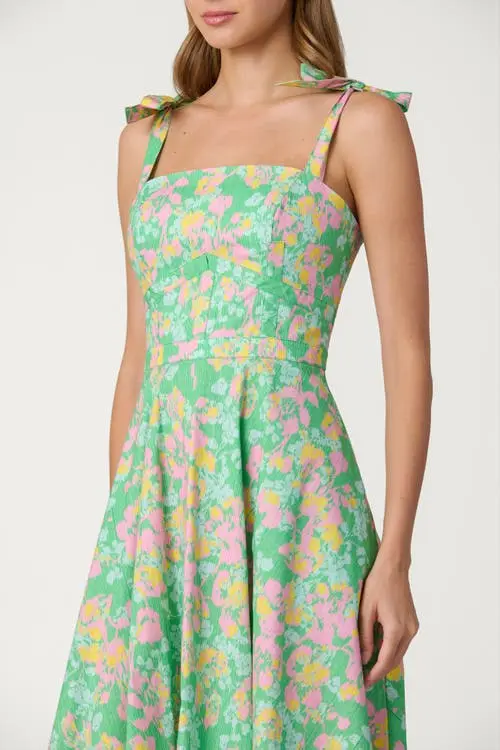 Shoshanna Bayberry Floral Majorelle Midi Dress