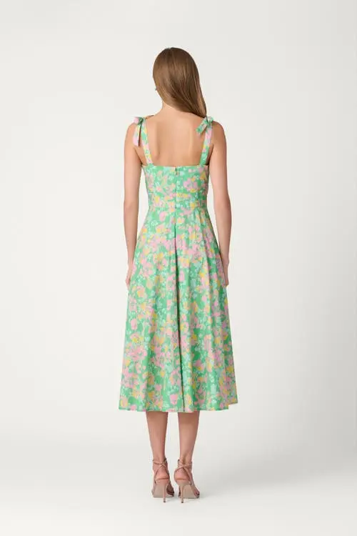 Shoshanna Bayberry Floral Majorelle Midi Dress