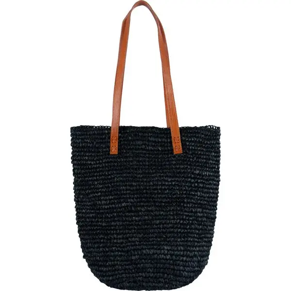 JELAVU Hamptons Raffia Tote - Black