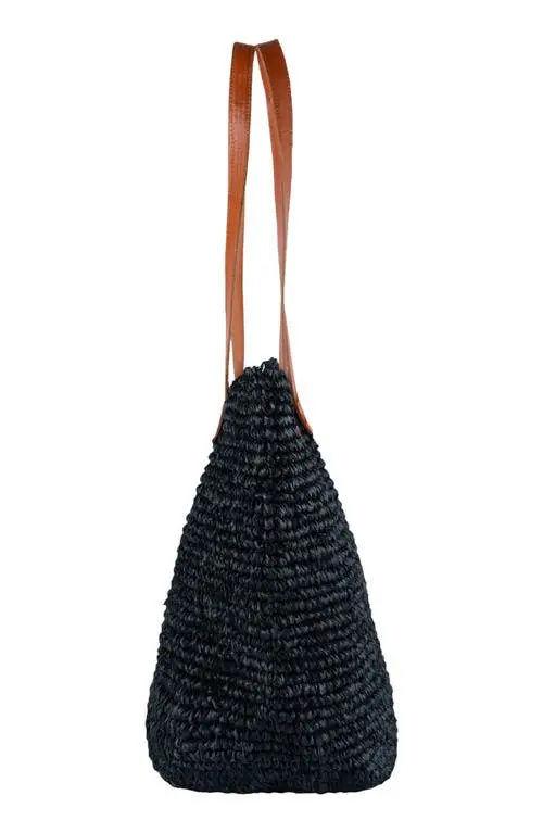JELAVU Hamptons Raffia Tote - Black