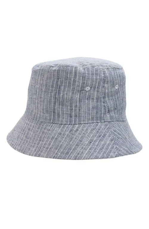 OPEN EDIT Stripe Slub Chambray Bucket Hat - Navy