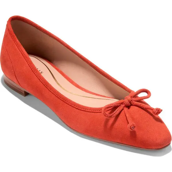 Cole Haan Ballet Flat With Bow Detailing - Summer Fig Suede