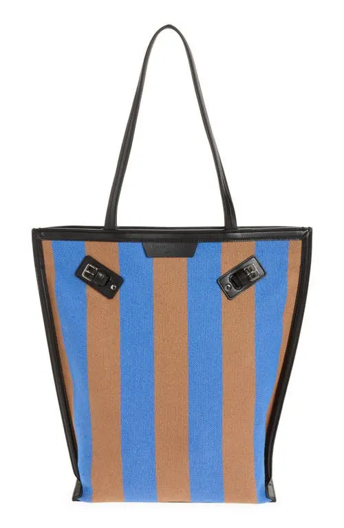 Proenza Schouler North/south Days Stripe Canvas Tote - Sapphire/rust