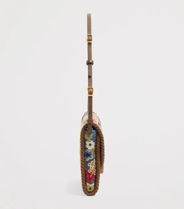 Valentino Garavani Embroidered Devain Shoulder Bag - Blue