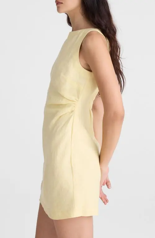 Madewell Boat Neck Shirred Linen Minidress - Candlelight