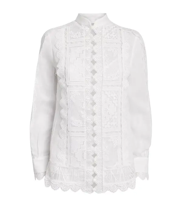 Zimmermann Ramie Lace Aster Blouse - Ivory