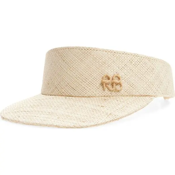 Ruslan Baginskiy Monogram Straw Visor - Natural Straw