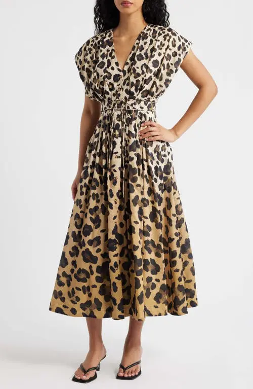 FREEMARKET Leopard Print Midi Shirtdress - Neutral Multi