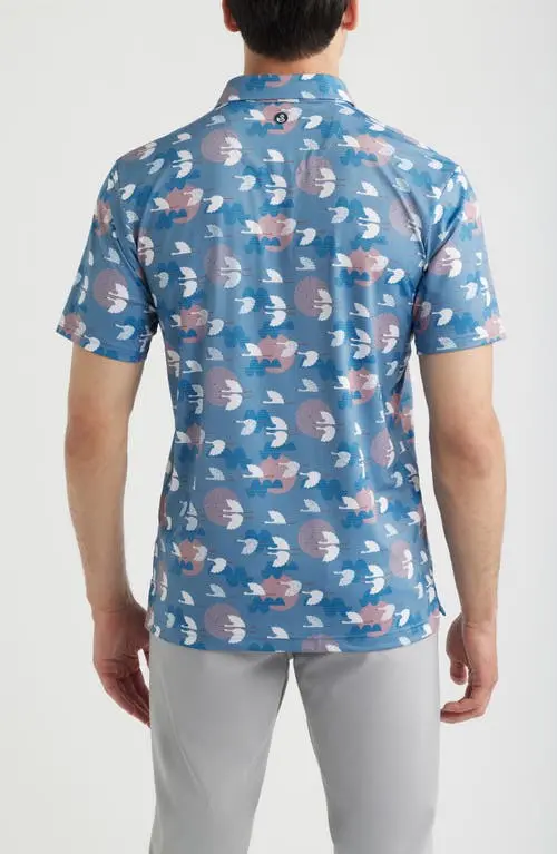 SWANNIES Windward Bird Print Performance Golf Polo