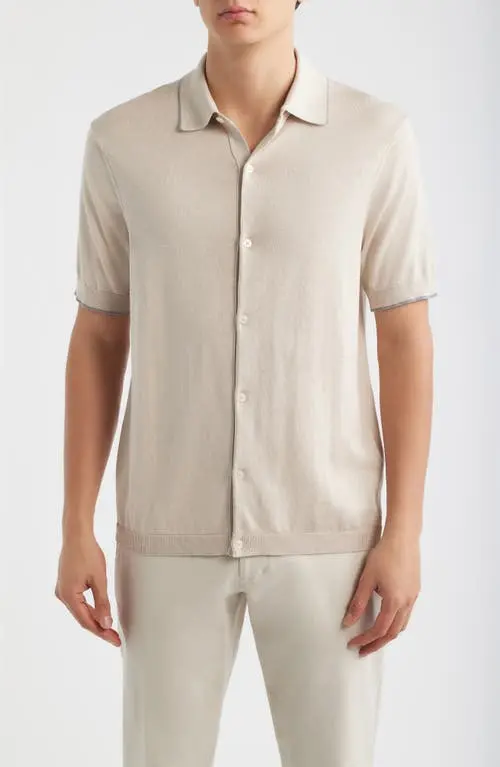 JACK VICTOR Harrison Knit Button-up Shirt - Sand
