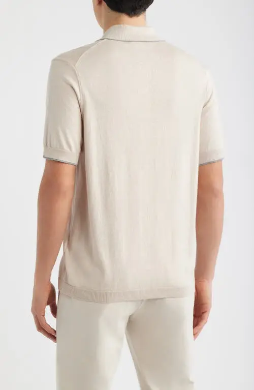 JACK VICTOR Harrison Knit Button-up Shirt - Sand