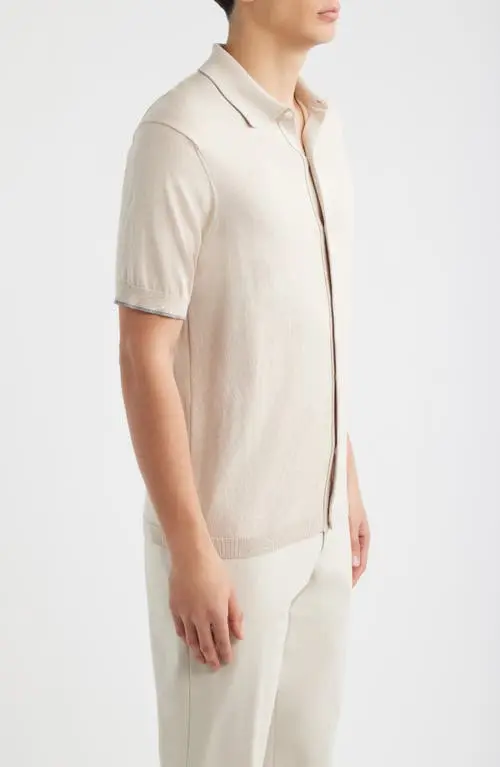 JACK VICTOR Harrison Knit Button-up Shirt - Sand