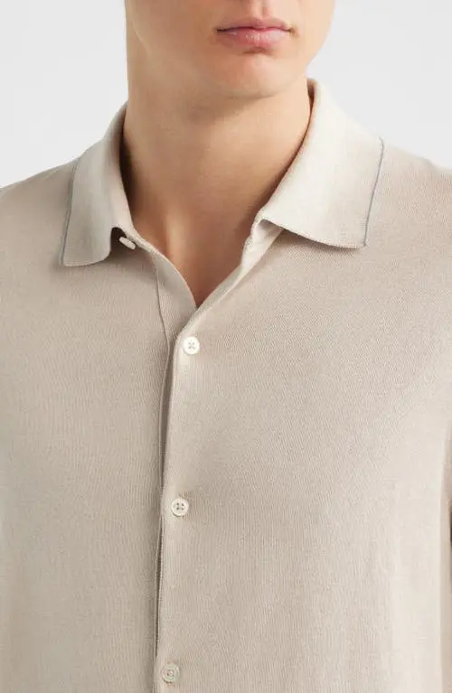 JACK VICTOR Harrison Knit Button-up Shirt - Sand