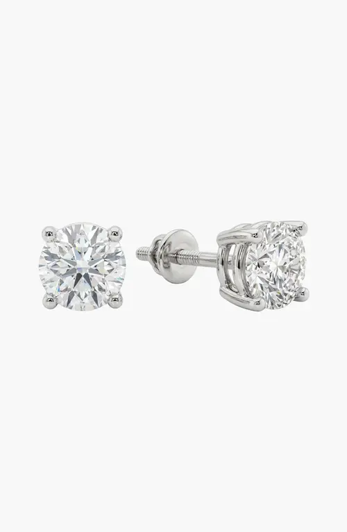 LARSON 14k Gold 4-prong Solitaire Basket Stud Earrings With Lab-grown Diamond - White Gold/2 Ctw