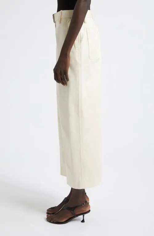 Proenza Schouler Belted Cotton Drill Crop Straight Leg Pants - Marzipan