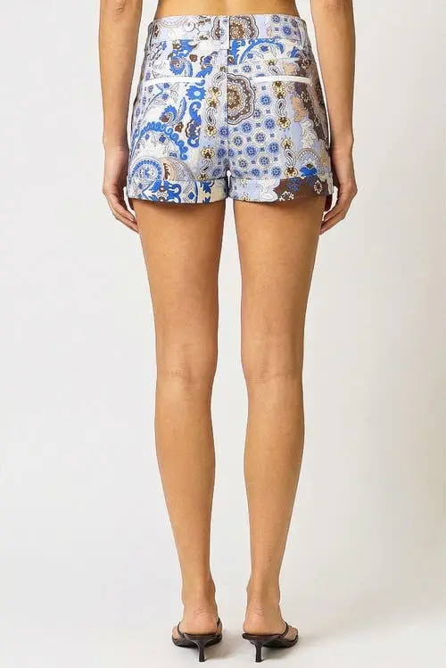 Central Park West Paisley Belted Short