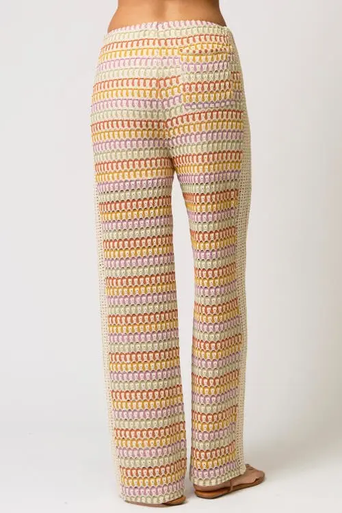 Central Park West Celine Crochet Mid Rise Pants