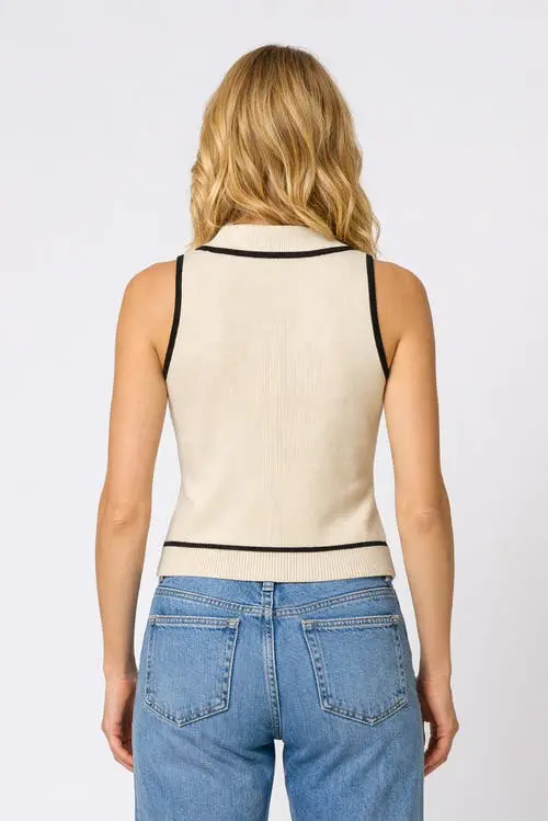 Central Park West Cora Zip Up Polo Knit Top