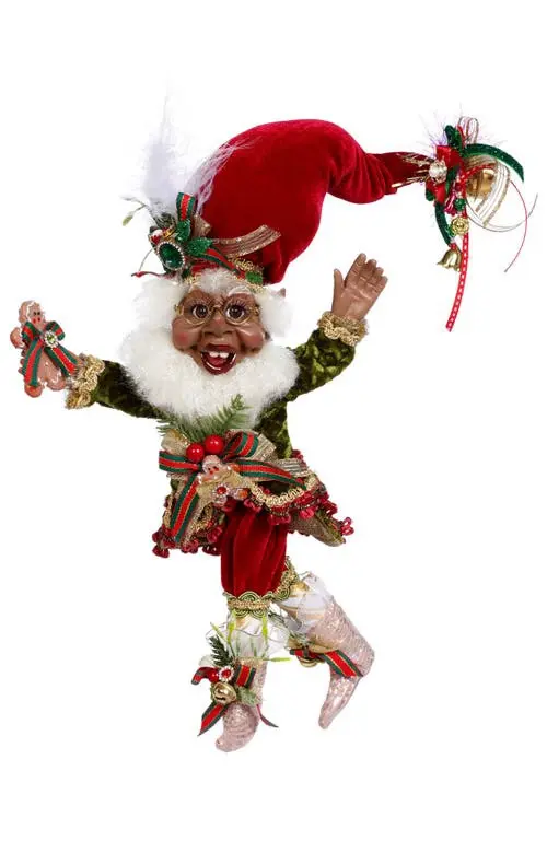 MARK ROBERTS African American Cookies And Milk Elf - Red