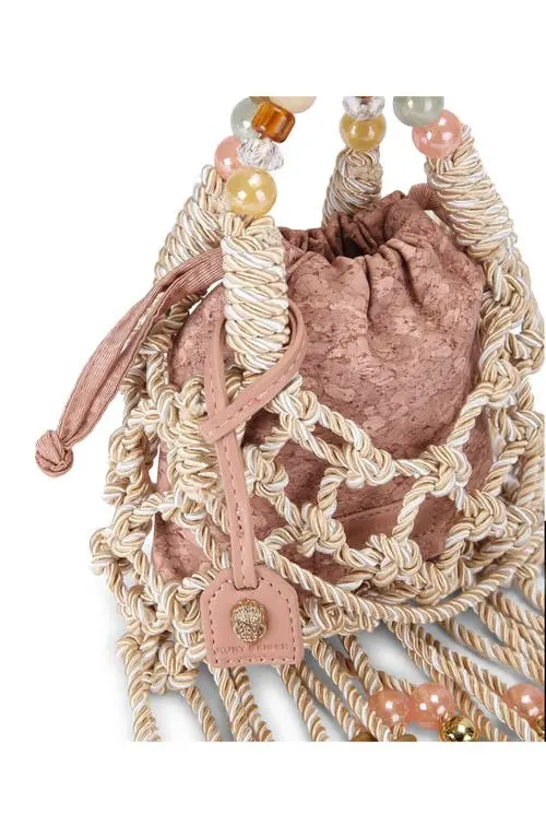 Kurt Geiger Mini Macramé Bag With Fringe And Beaded Top Handle