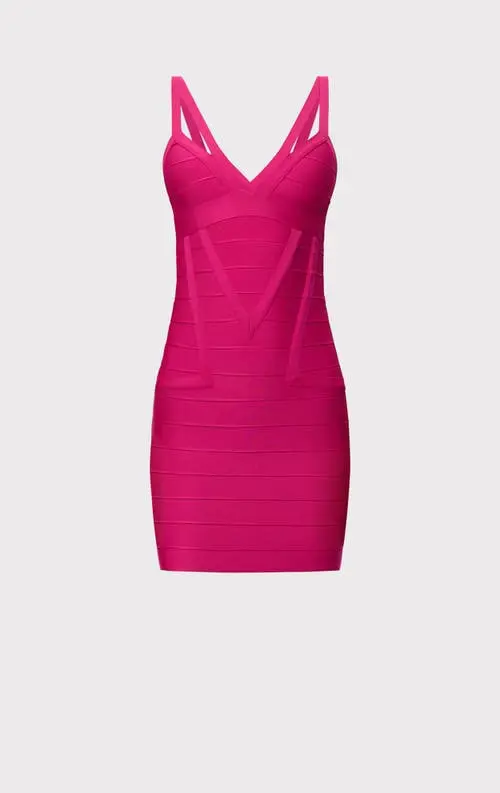 Herve Leger Bandage Mini Dress With Deep V-neckline