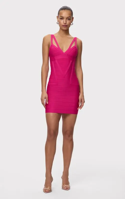 Herve Leger Bandage Mini Dress With Deep V-neckline