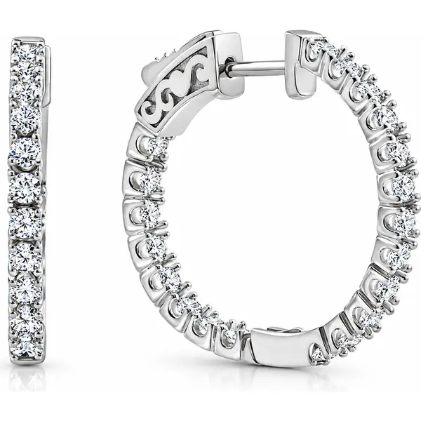 BLISS DIAMOND 2ct Lab-grown Diamond Hoop Earrings In Sterling - Silver
