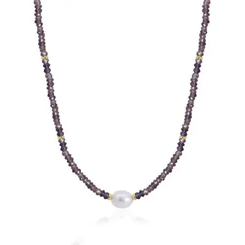 THE LOVERY Fine Jewelry Iolite Bead Pearl Necklace - Dark Blue