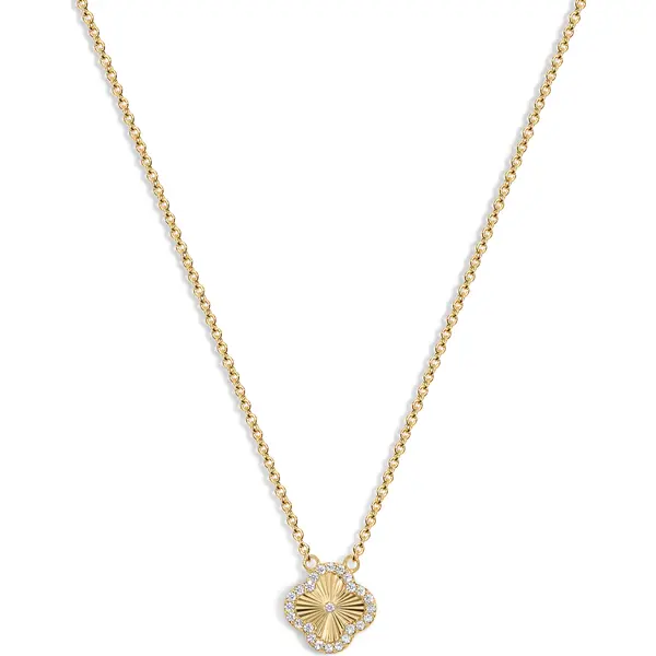 ELECTRIC PICKS Mini Icon Clover Necklace With Crystal Details - Gold