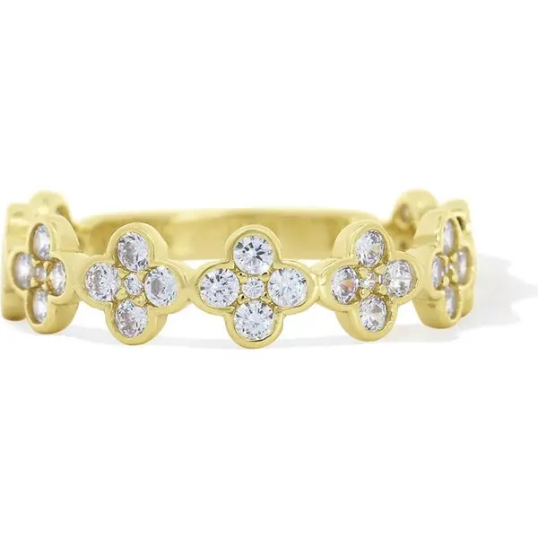 THE LOVERY FINE JEWELRY Clover Station Band With Cubic Zirconia - Goldlated Sterling Silver