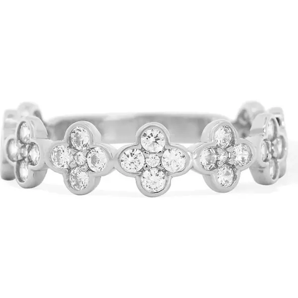 THE LOVERY FINE JEWELRY Clover Station Band With Cubic Zirconia - Sterling Silver
