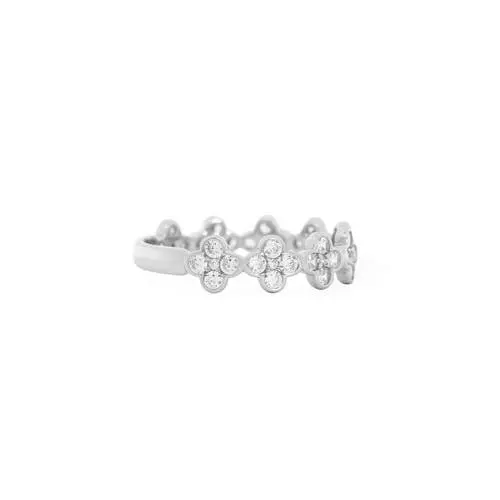 THE LOVERY FINE JEWELRY Clover Station Band With Cubic Zirconia - Sterling Silver