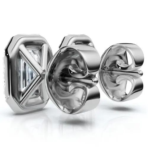 BLISS DIAMOND Emerald Lab Grown Diamond Halo Stud Earrings
