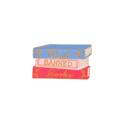JOLLITY & CO Book Themed Stick-on Patches - Read Banned Books (book Stack)