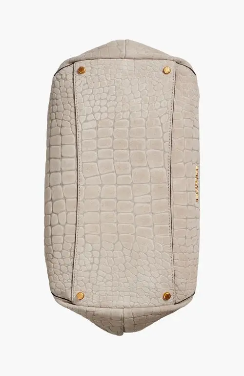 Donna Karan New York Glenwood Croc-effect Suede Shoulder Bag With Fringe