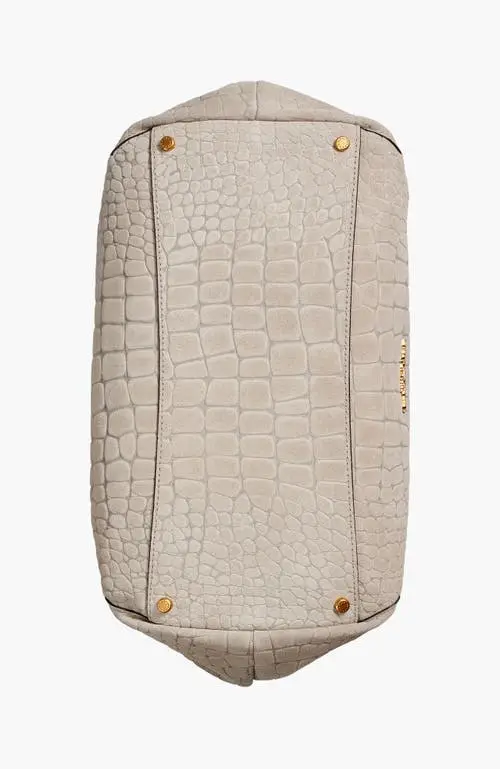 Donna Karan New York Glenwood Croc-effect Suede Shoulder Bag With Fringe