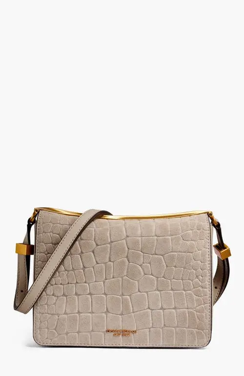 Donna Karan New York Jericho Croc-effect Suede Shoulder Bag - Moth