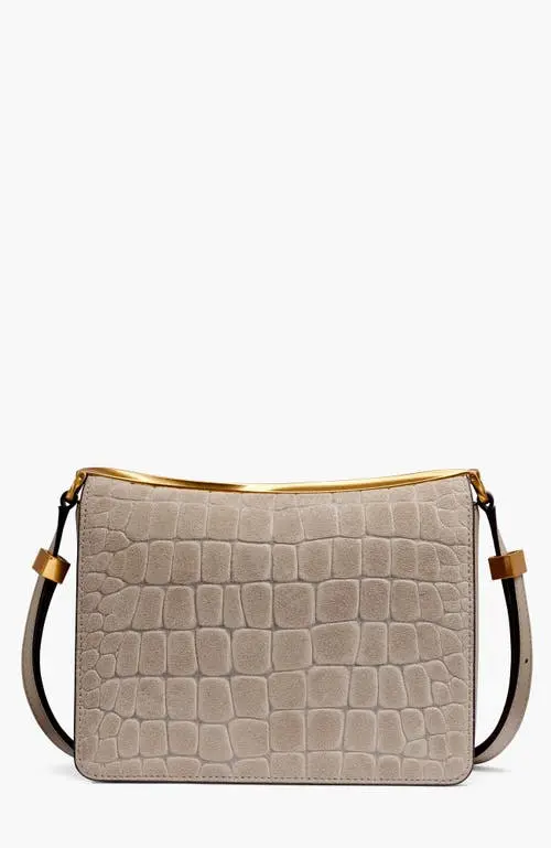 Donna Karan New York Jericho Croc-effect Suede Shoulder Bag - Moth