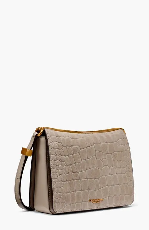 Donna Karan New York Jericho Croc-effect Suede Shoulder Bag - Moth
