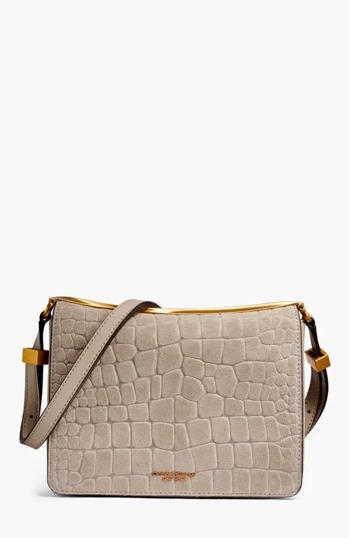 Donna Karan New York Jericho Croc-effect Suede Shoulder Bag - Moth