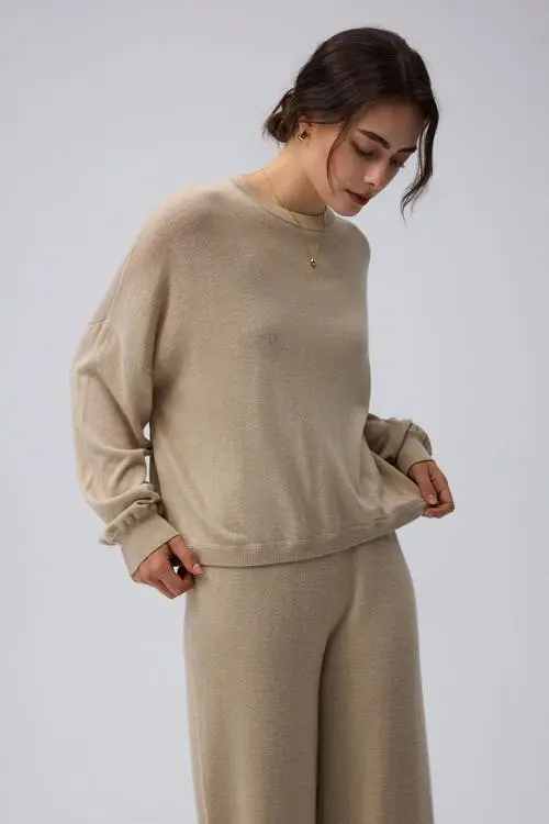 JUANA Nilo Knitted Crewneck In Merino Wool, Silk, And Hemp - Beige