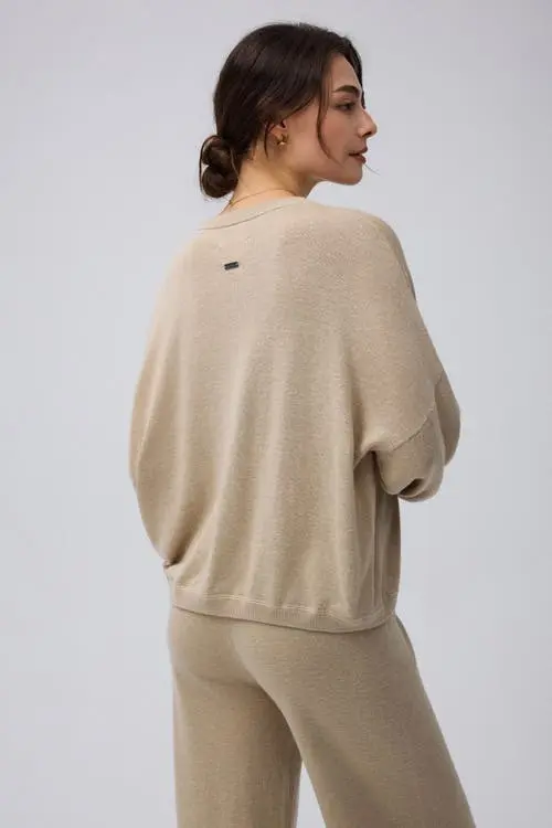 JUANA Nilo Knitted Crewneck In Merino Wool, Silk, And Hemp - Beige