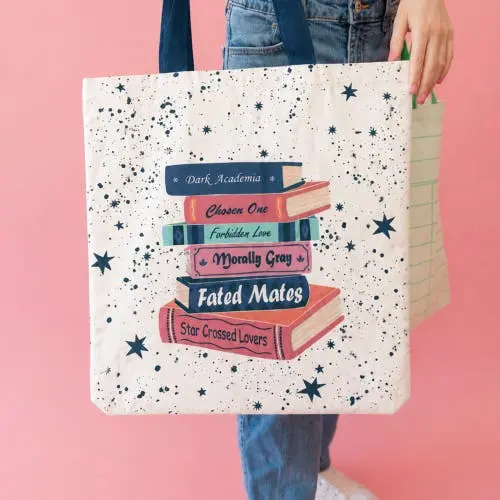 JOLLITY & CO Romantasy Books Themed Canvas Tote