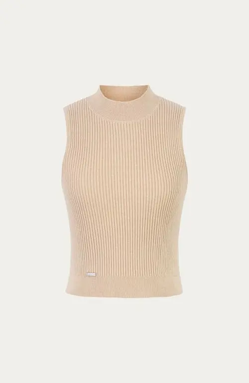 JUANA Sera Rib Knit Sleeveless Mock Neck Top