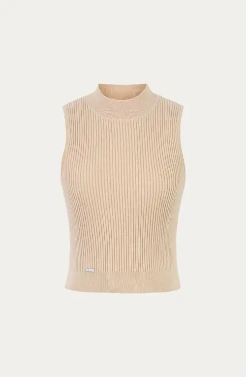 JUANA Sera Rib Knit Sleeveless Mock Neck Top