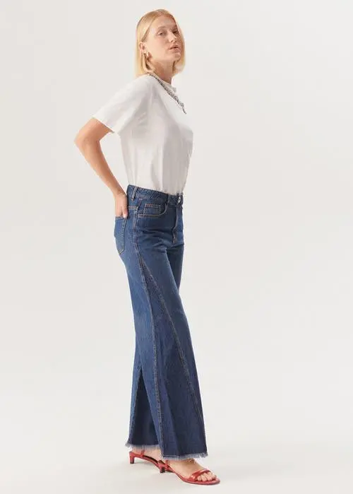 EXQUISE Wide Leg Denim Pants