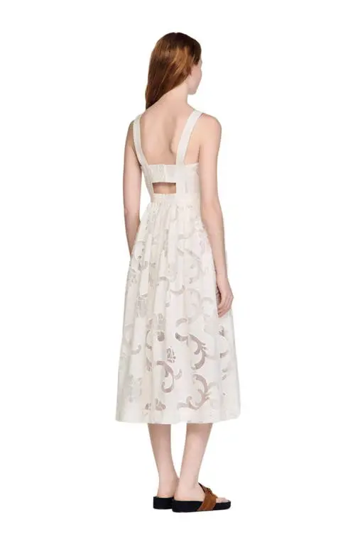 Sandro Openwork Floral Cotton Maxi Dress