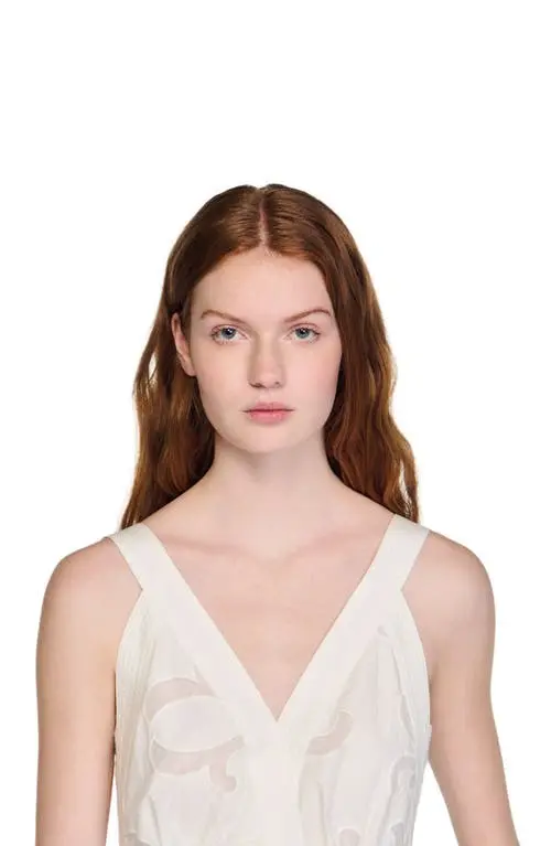 Sandro Openwork Floral Cotton Maxi Dress