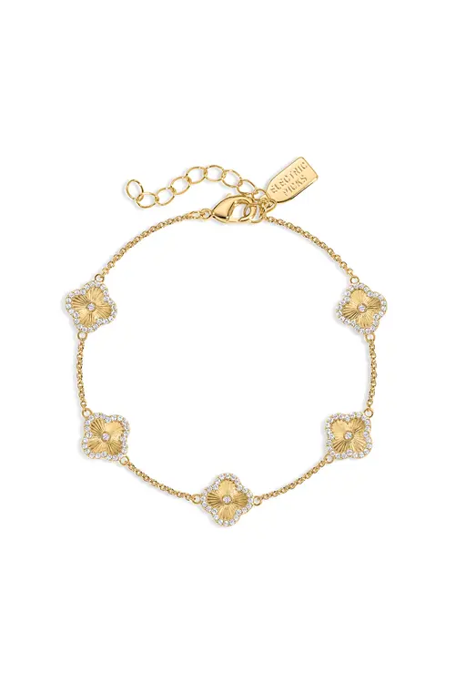 ELECTRIC PICKS Mini Icon Clover Bracelet With Crystal Details - Gold