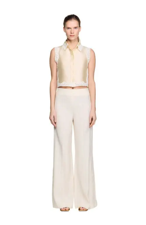 Sandro Buttoned Slit Wide-leg Trousers